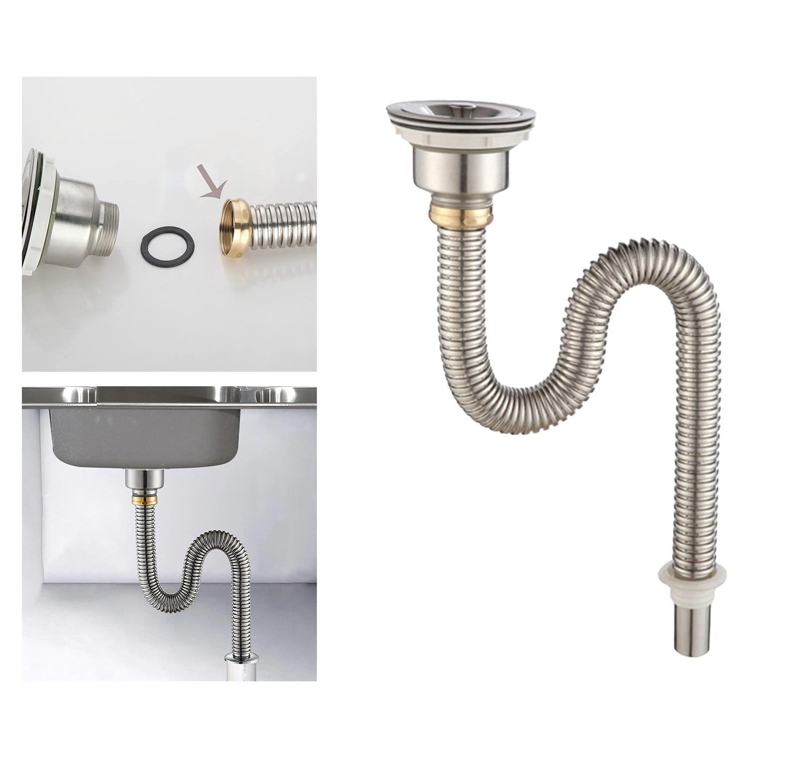 DEL - Stainless Steel Sink Drain Filter Single Tank Sink Drain Pipe ...
