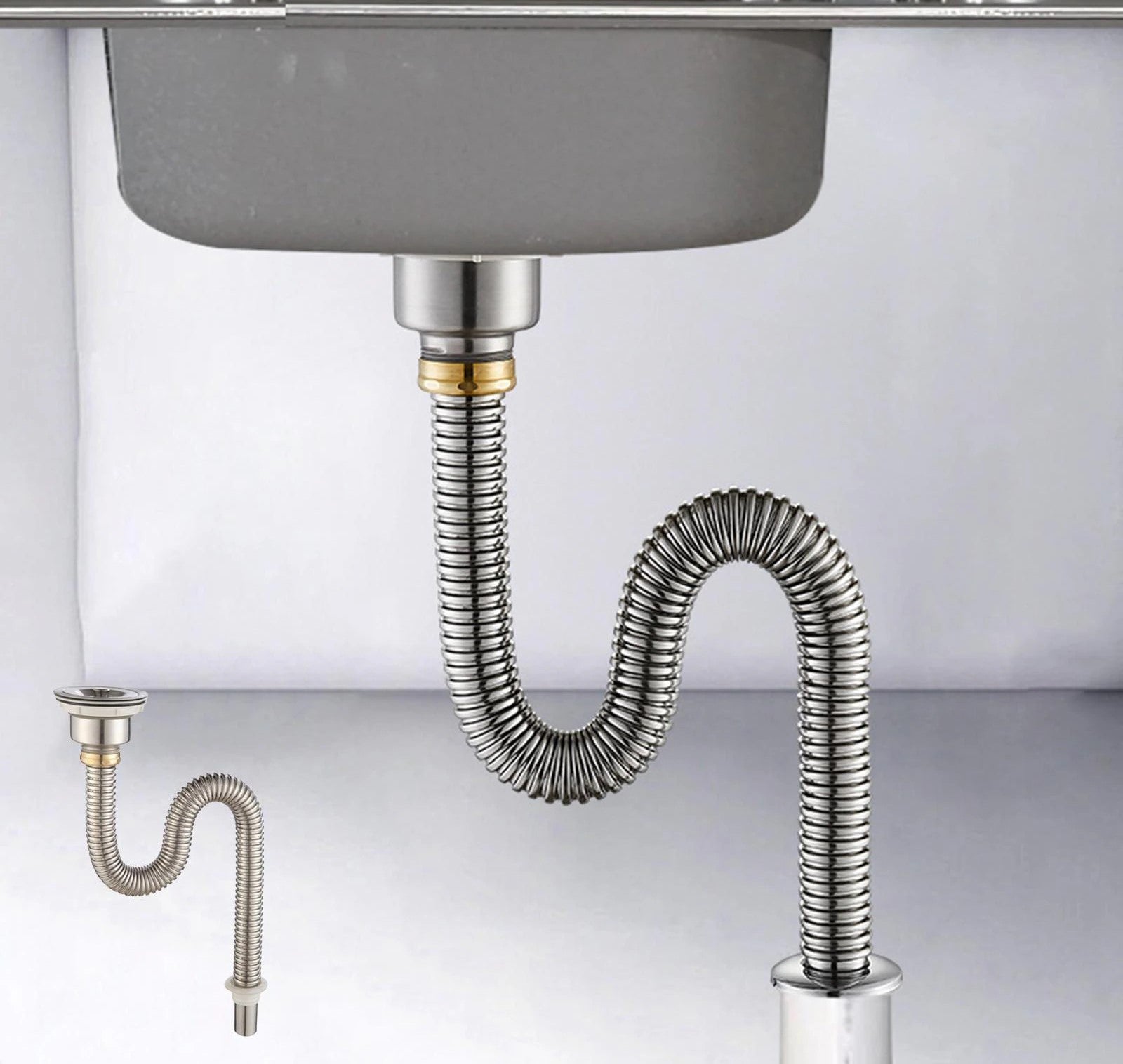 DEL - Stainless Steel Sink Drain Filter Single Tank Sink Drain Pipe ...